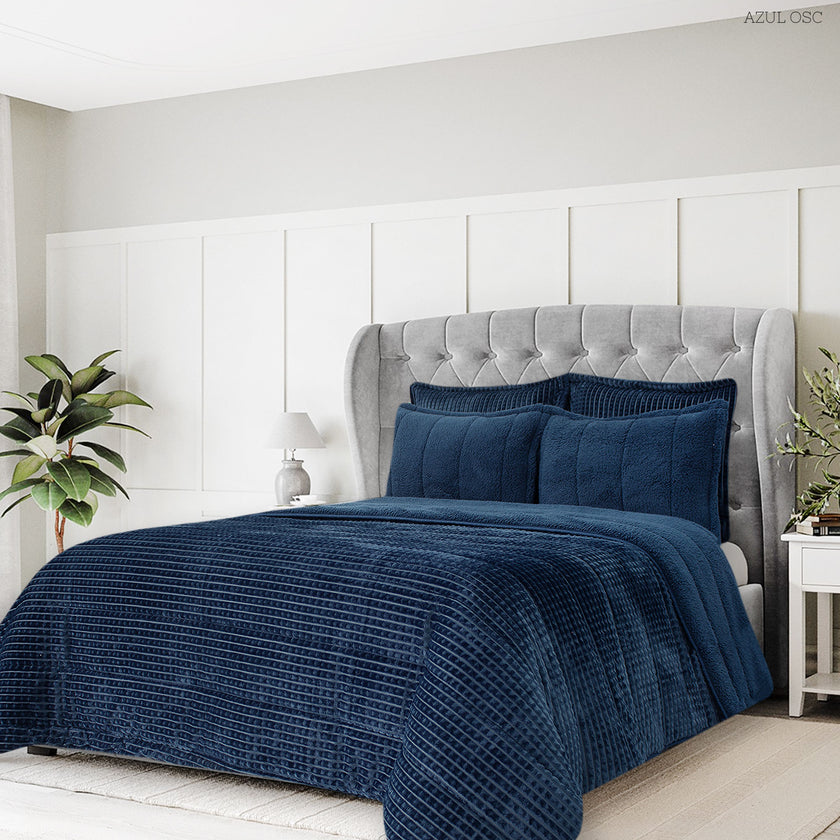 Edredón Sherpa Royal Azul Oscuro – Edredona